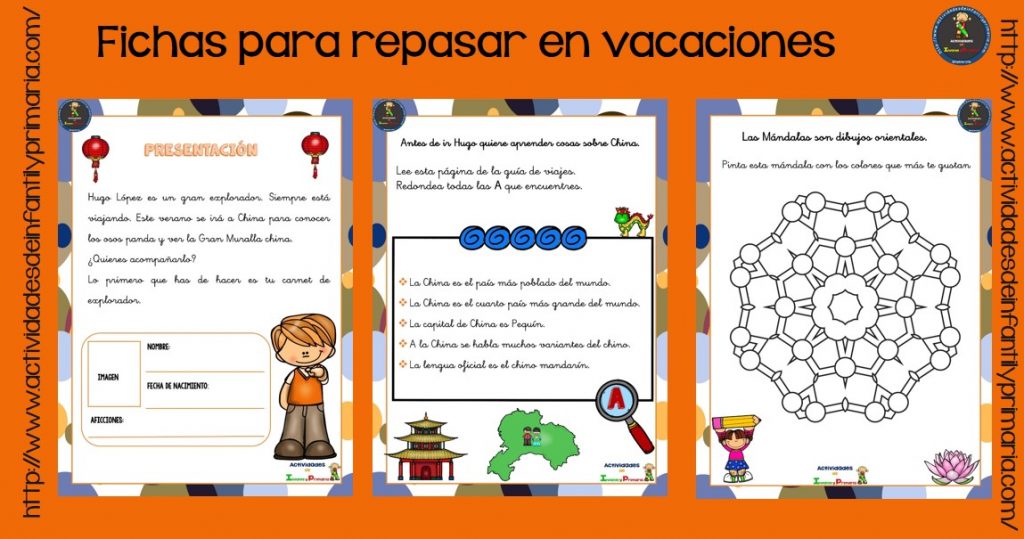 Fichas para repasar en vacaciones "China" - Actividades de infantil y ...