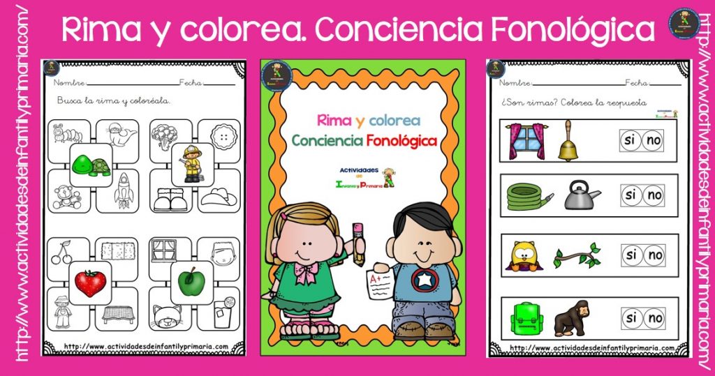 Rima y Colorea. Conciencia Fonológica - Actividades de infantil y primaria