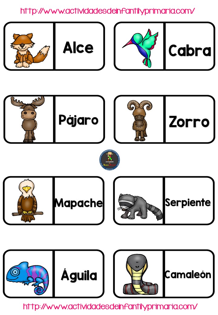 Colección de fichas para jugar al domino de animales (2)