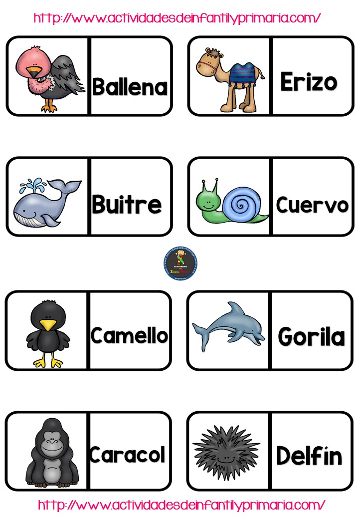 Colección de fichas para jugar al domino de animales (5)