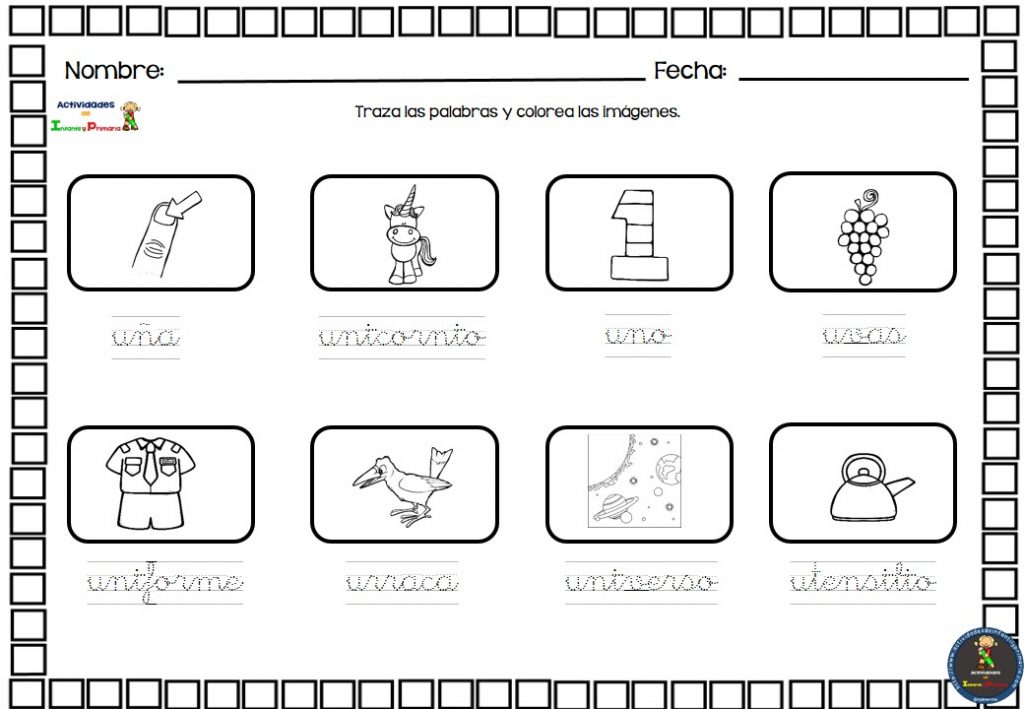 Colección de fichas para trabajar las vocales. vocal U (2)