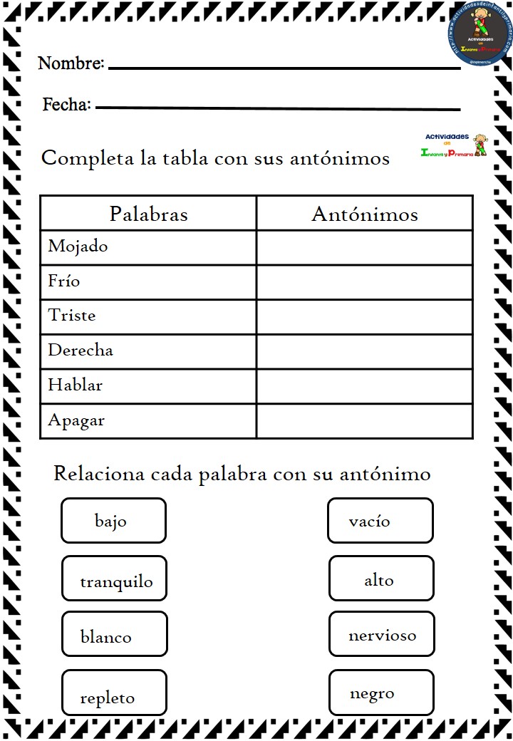 Repasamos Sinónimos y antónimos en 3º de primaria (6)