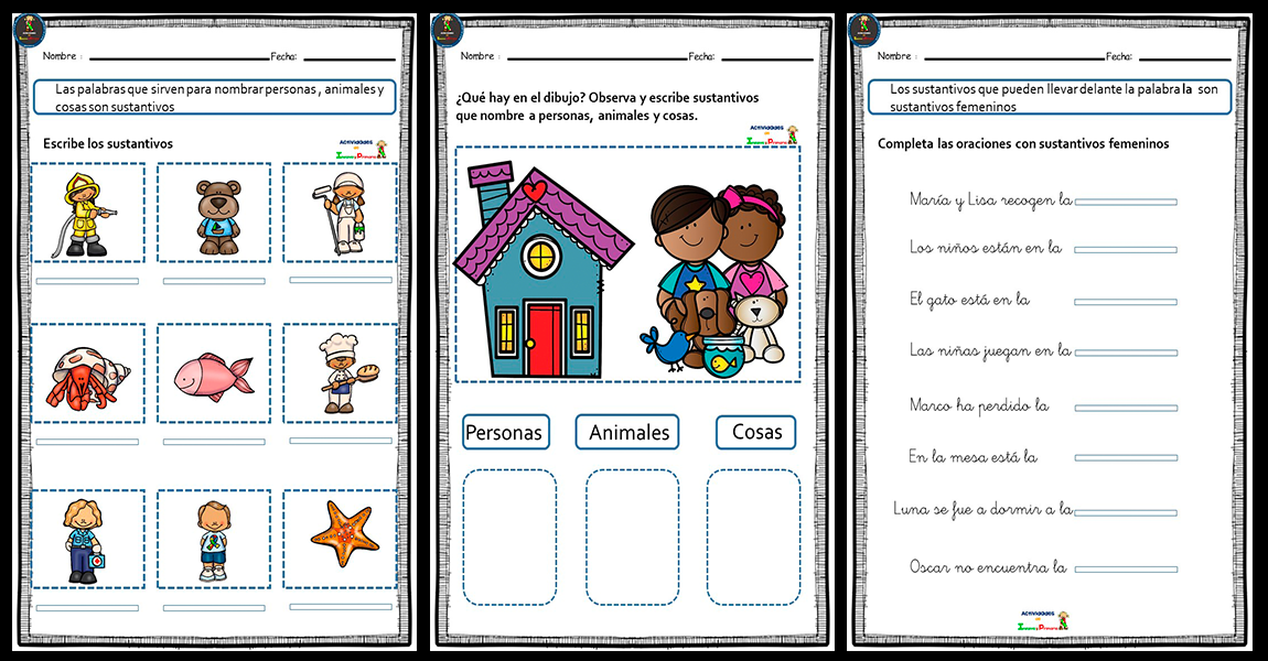 Fichas para trabajar el género de un sustantivo: Masculino y femenino ...