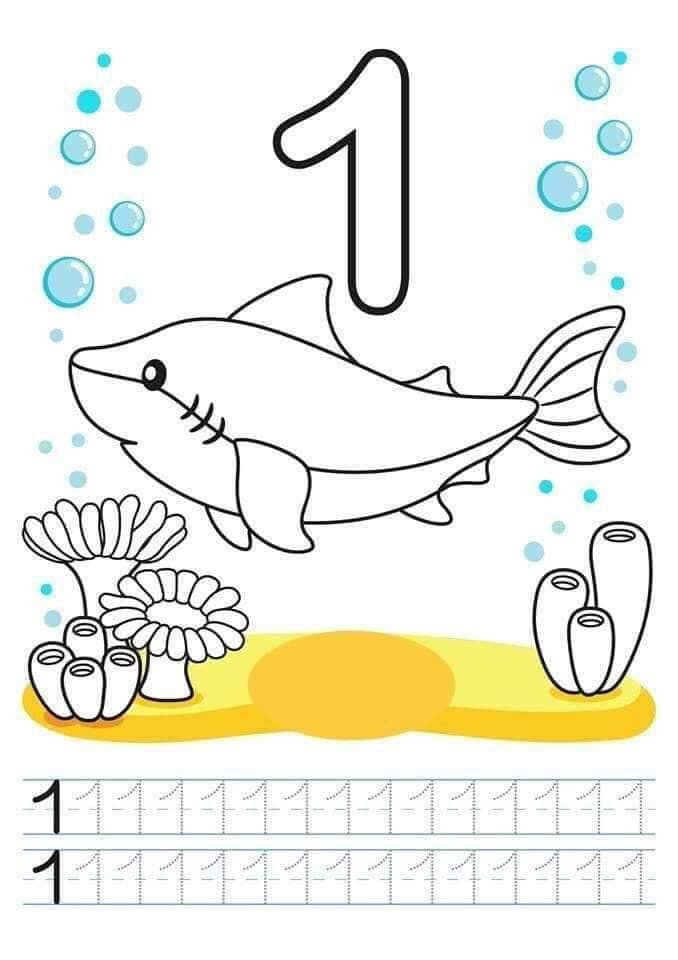 Traza y colorea y aprendemos los números 1