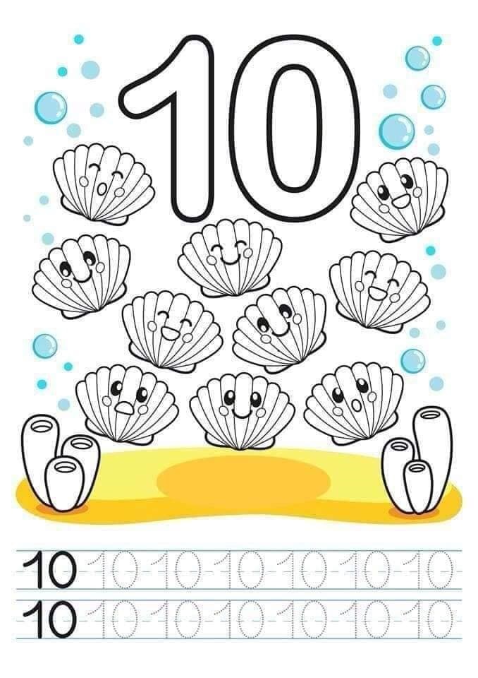 Traza y colorea y aprendemos los números 10