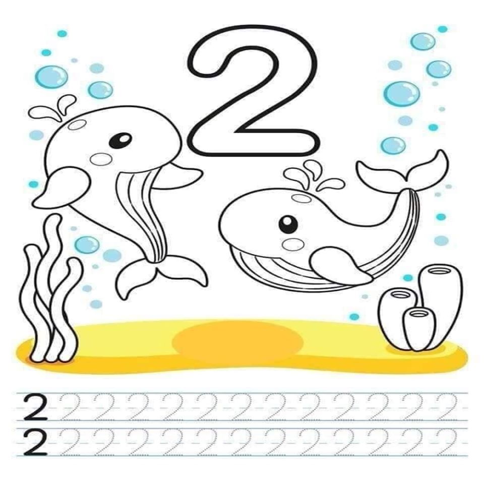 Traza y colorea y aprendemos los números 2