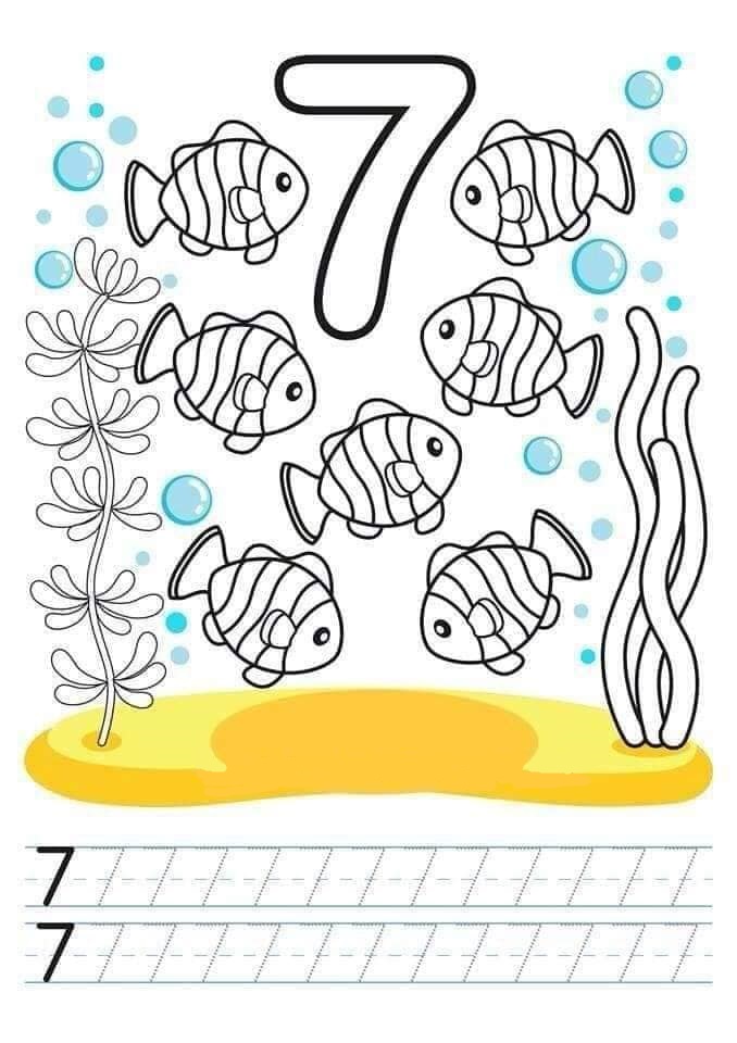 Traza y colorea y aprendemos los números 7