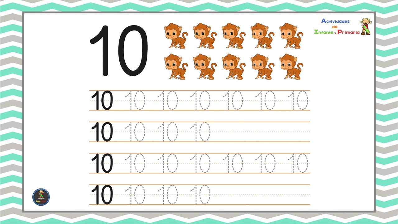 Hojas De Trabajo Para Trazar Los Números Del 1 Al 10 Para Niños En Edad ...