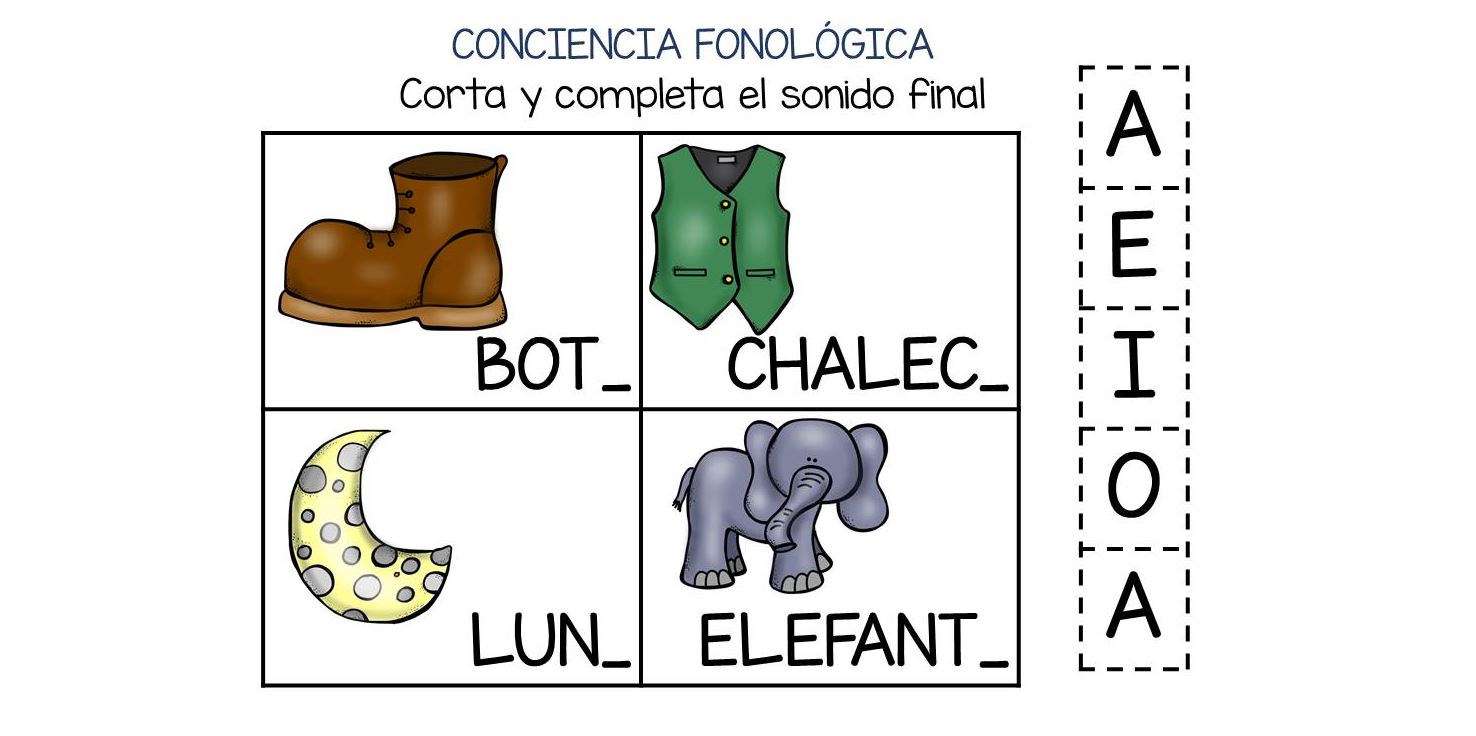 Conciencia Fonológica Vamos A Jugar Con El Sonido Final Vocal