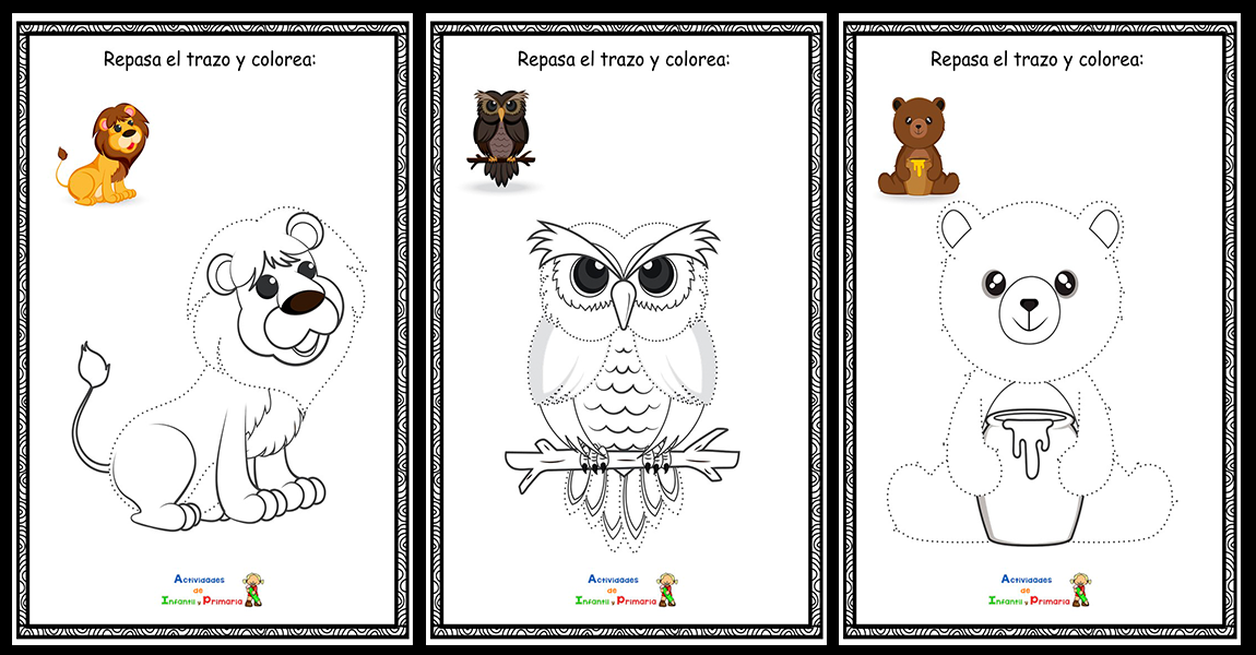 Colección de dibujos para repasar el trazo y colorear - Actividades de ...