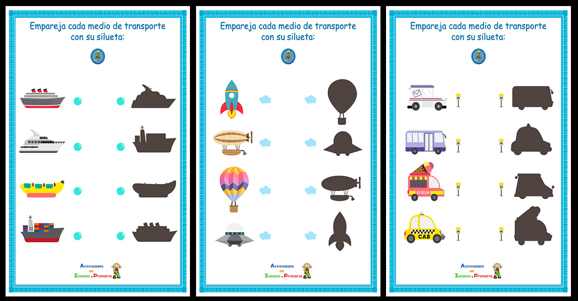 Actividad de atención y percepción visual con siluetas de medios de ...