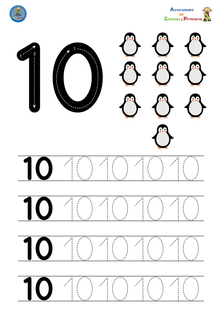 Tarjetas Para Repasar Los Números Del 1 Al 10 Y Colorear | Fichas 905