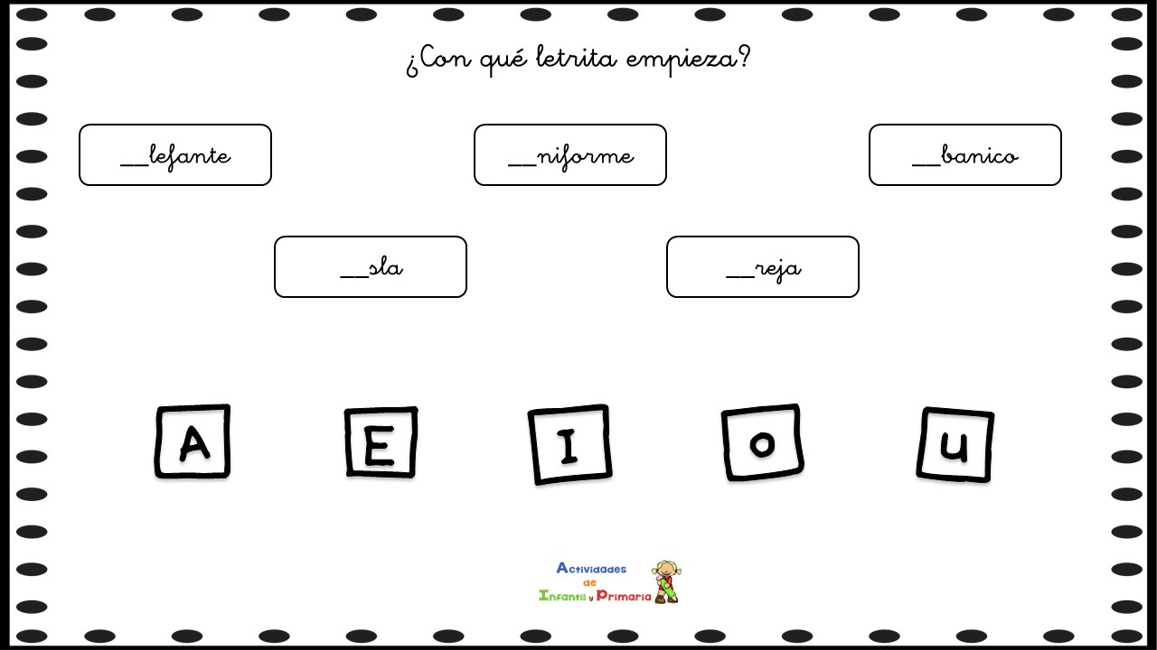 Conciencia fonológica: ¿Con qué vocal empieza? - Actividades de ...