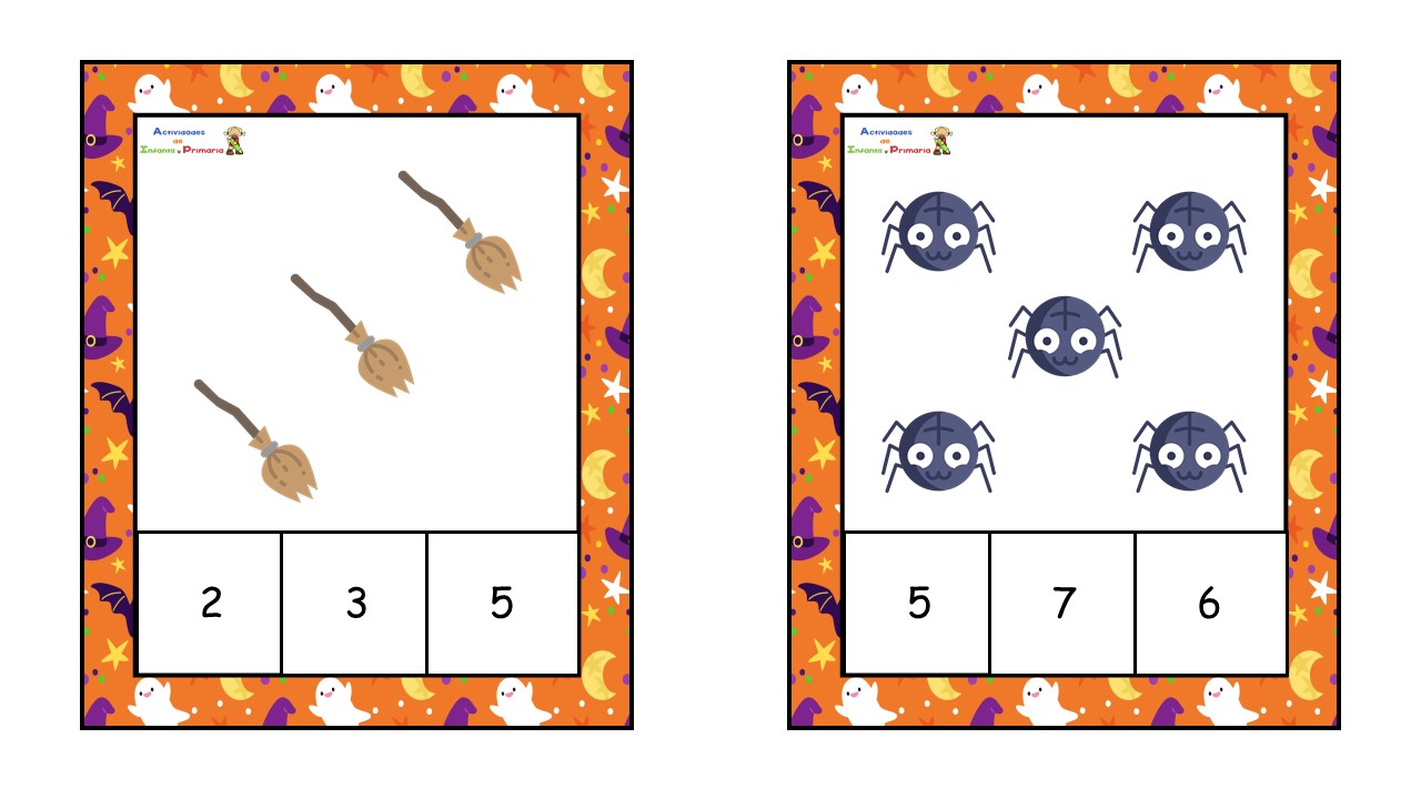 Tarjetas de conteo, especial Halloween - Actividades de infantil y primaria
