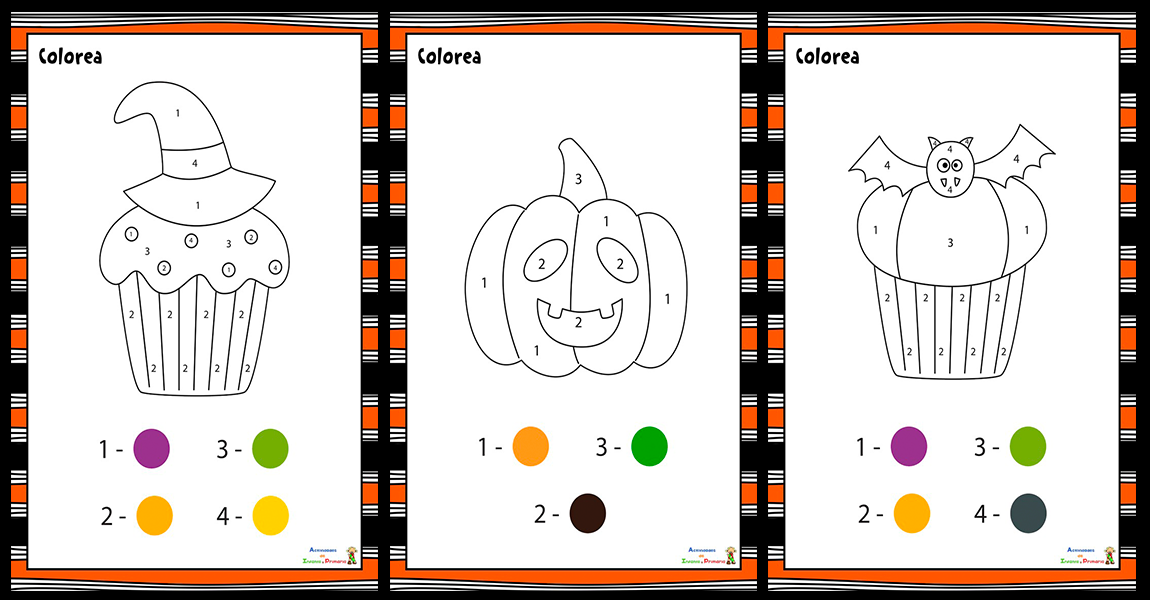 Colorear por números especial Halloween - Actividades de infantil y ...