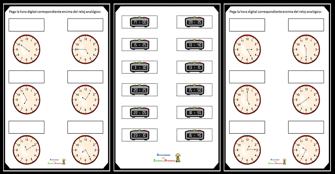 Actividad manipulativa para trabajar las horas en reloj analógico y ...