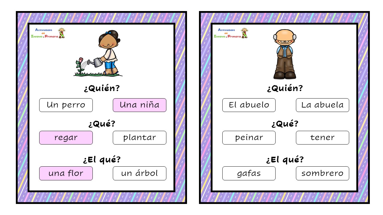 Tarjetitas de comprensión lectora - Actividades de infantil y primaria