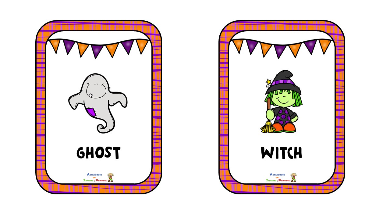 Tarjetas vocabulario de Halloween en inglés y castellano - Actividades ...