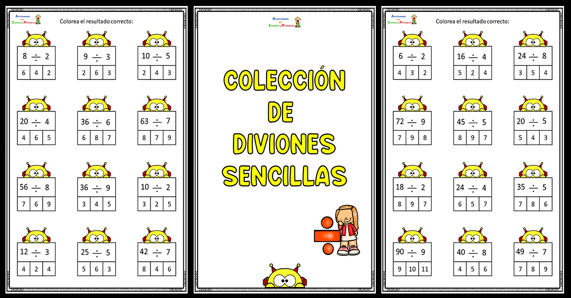 Colección de divisiones sencillas - Actividades de infantil y primaria