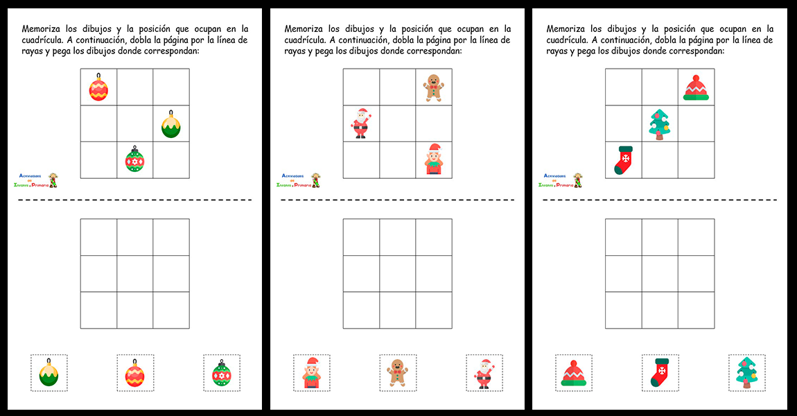 Juego de memoria y atención con dibujos de Navidad - Actividades de ...