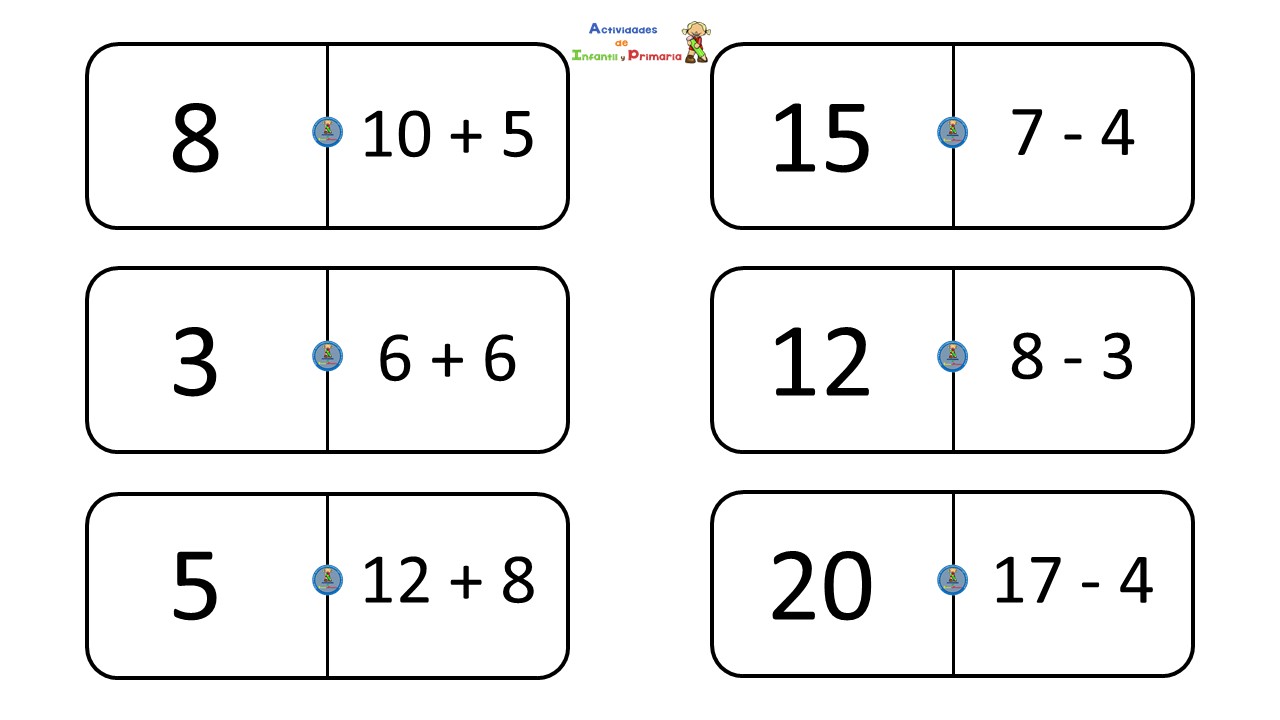 Cálculo mental: Dominó de sumas y restas - Actividades de infantil y ...