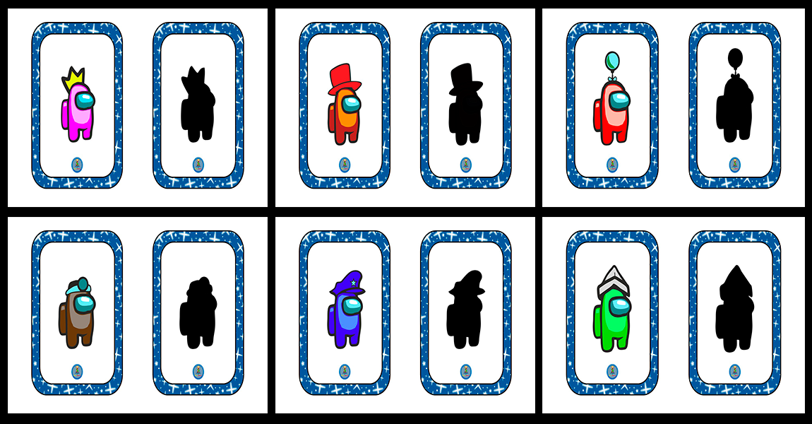 Juego de memory con los personajes el Among Us y sus sombras ...