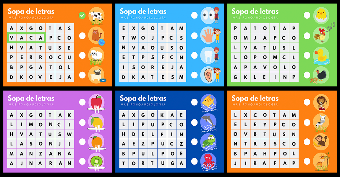 Divertidas sopas de letras con dibujos - Actividades de infantil y primaria