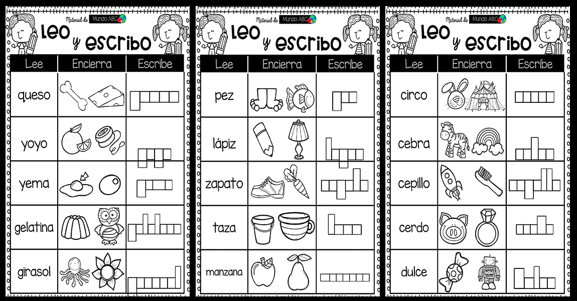 Lectoescritura: Fichas leo y escribo - Actividades de infantil y primaria