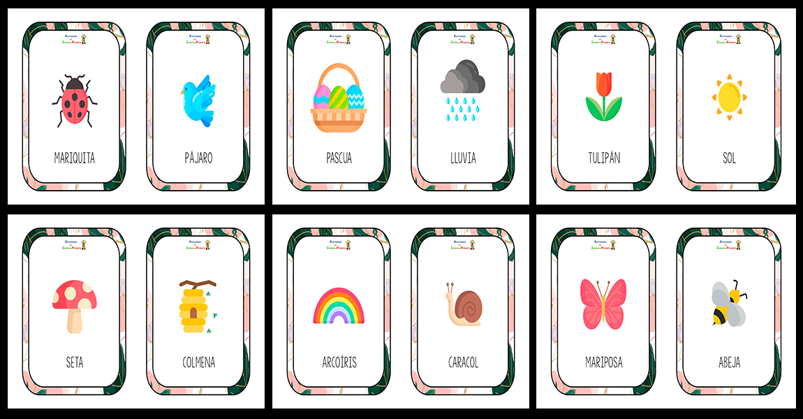 Flashcards con vocabulario de primavera - Actividades de infantil y ...