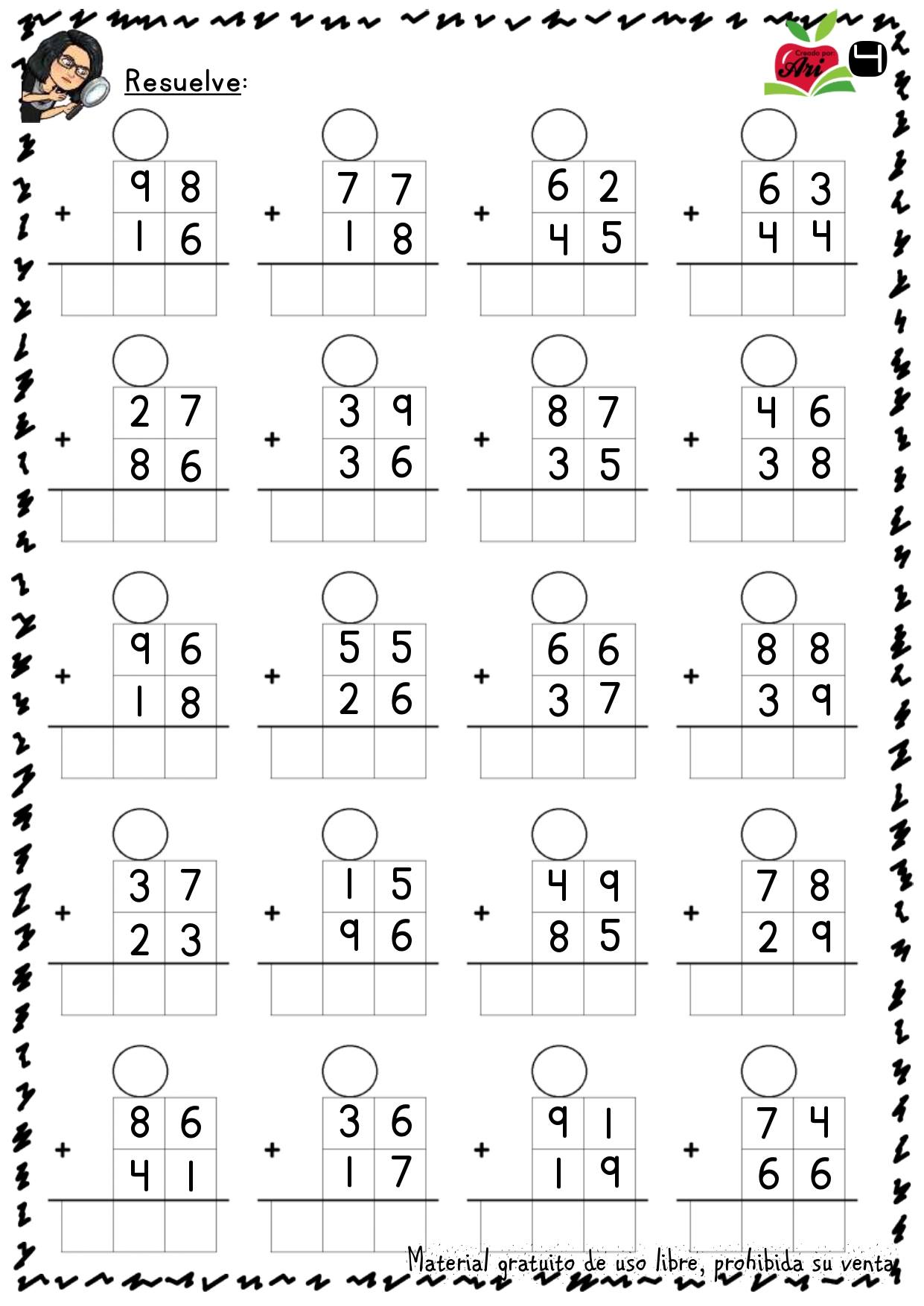 Sumas Para Primer Grado Para Imprimir Con Dibujos Dibujos Para