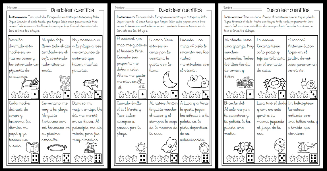 Fichas de lectura: Tira el dado y lee el cuento - Actividades de ...