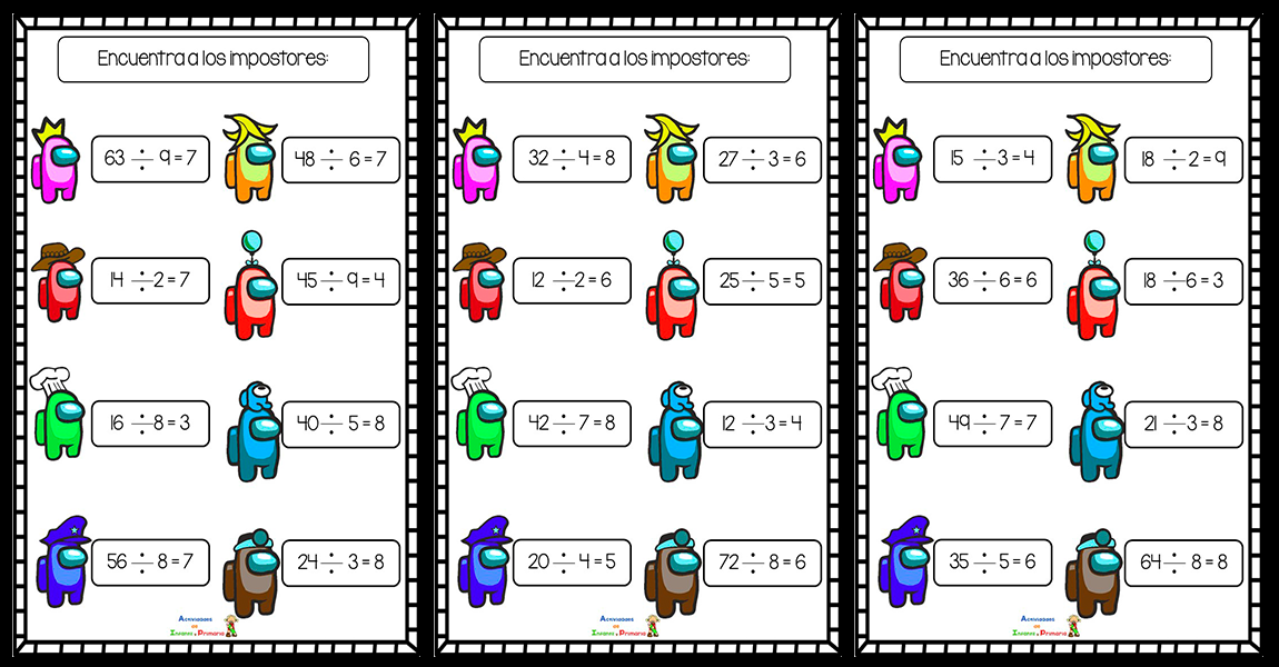 Divisiones con los personajes del Among Us: Encuentra al impostor ...