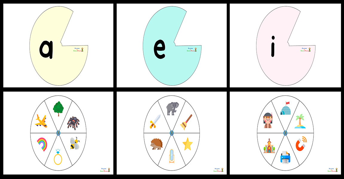 Ruletas manipulativas de vocales - Actividades de infantil y primaria