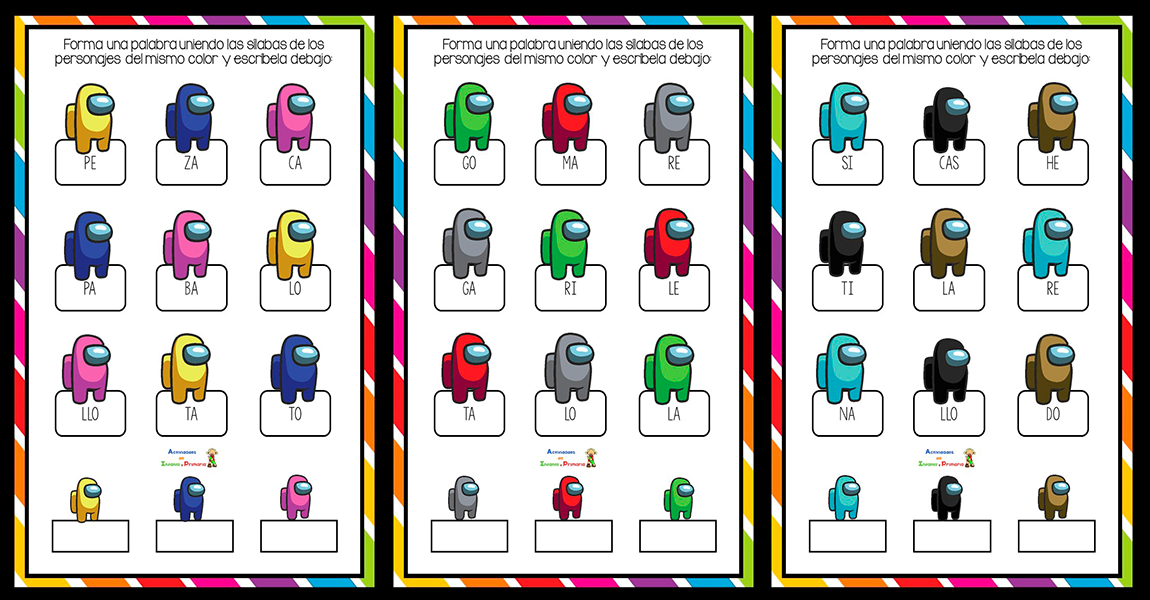Formamos palabras de 3 sílabas con los personajes del Among Us ...