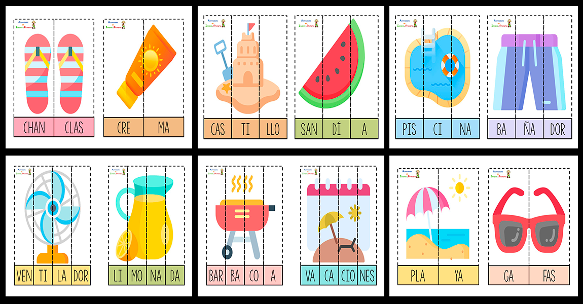 Vocabulario de verano: Puzles de sílabas - Actividades de infantil y ...