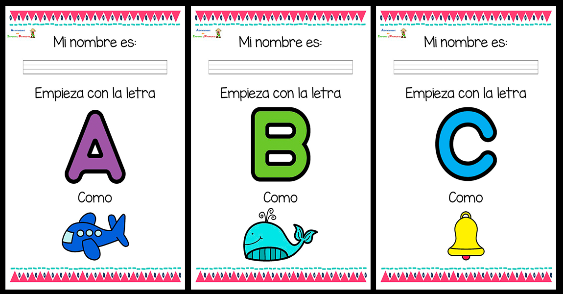 Fichas de lectoescritura: "Mi nombre empieza con la letra ...