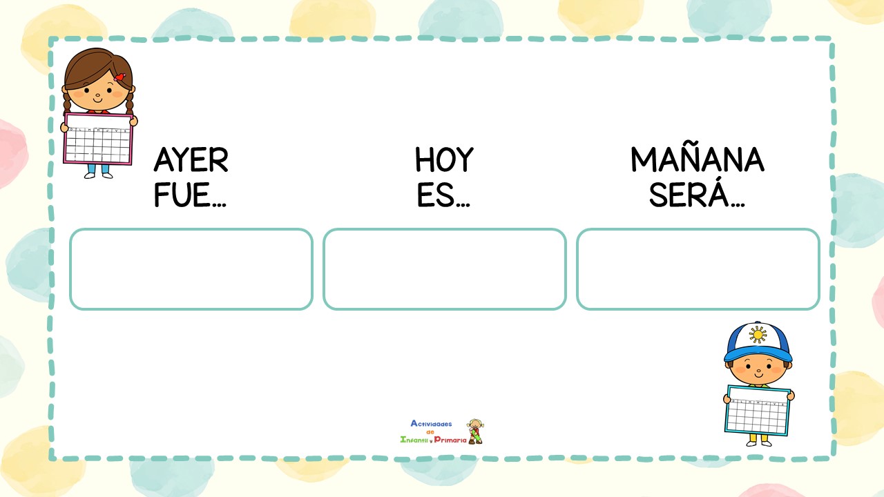 Plantilla manipulativa para trabajar los conceptos temporales: Ayer ...