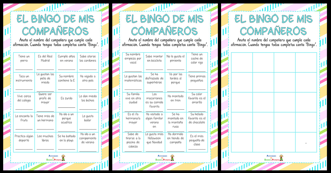 Bingo de la nueva clase Ficha de actividad - Bingo de la nueva clase🥖 ...