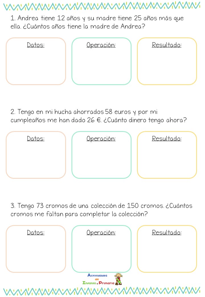 Problemas De Suma Y Resta Imprimibles