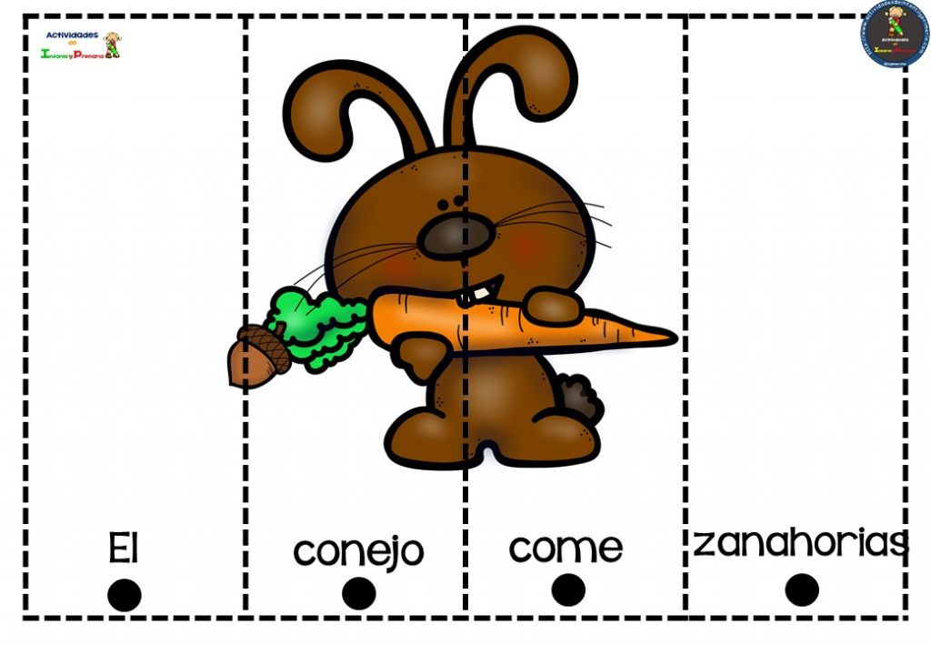 Recortables para formar oraciones - Actividades de infantil y primaria