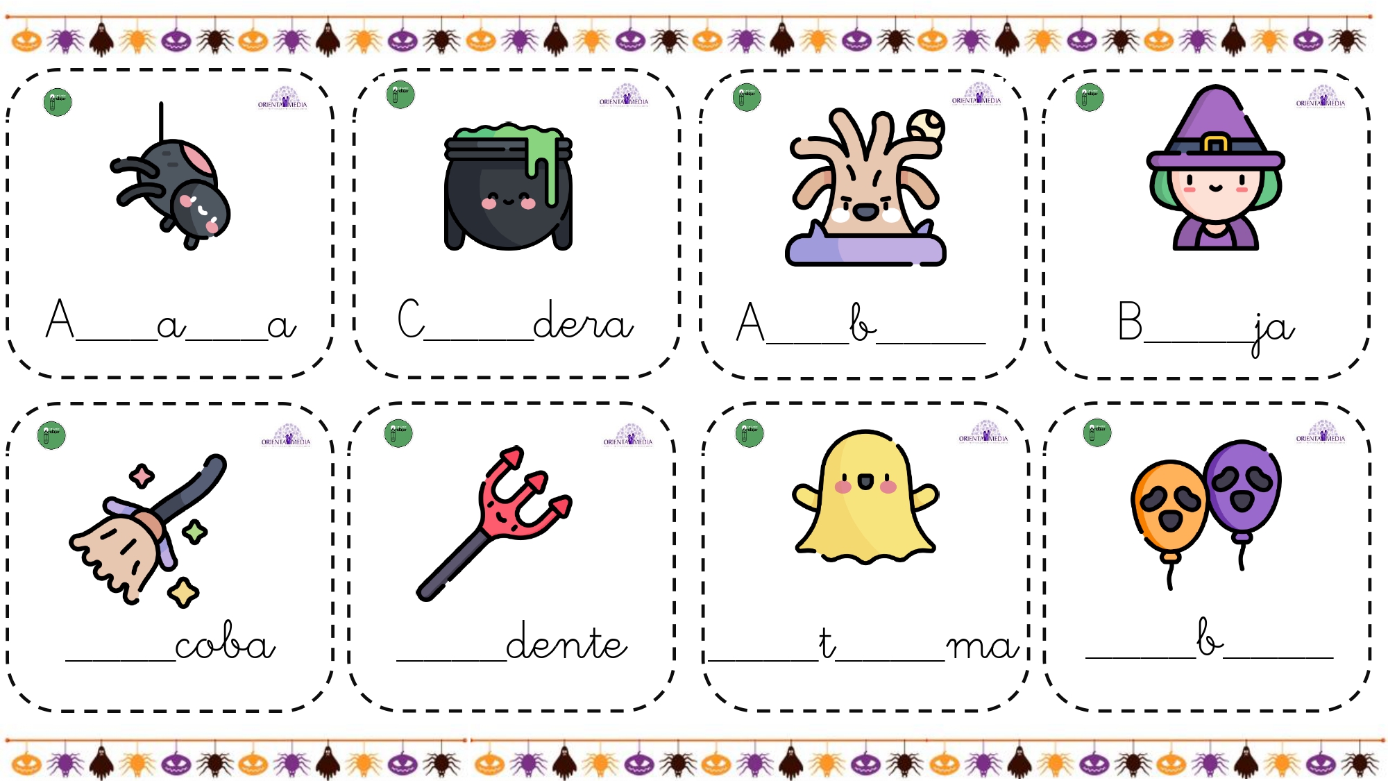 Tarjetas de lectoescritura con vocabulario de Halloween - Actividades ...