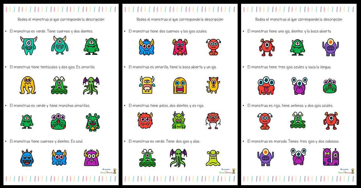 Juego de comprensión lectora: Adivina el monstruo a partir de la ...