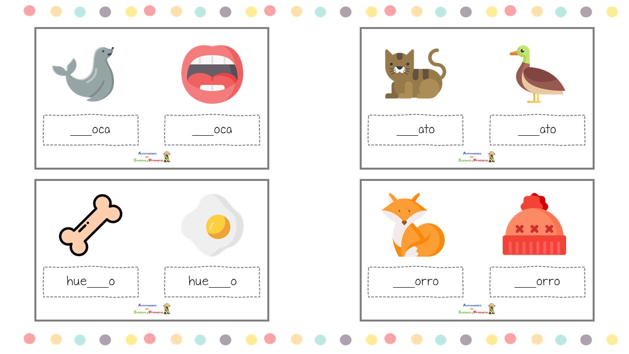 Discriminación fonética: Pares mínimos - Actividades de infantil y primaria