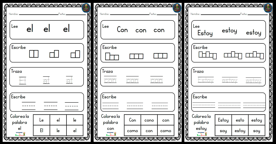 Fichas de lectoescritura: Palabras de alta frecuencia - Actividades de ...