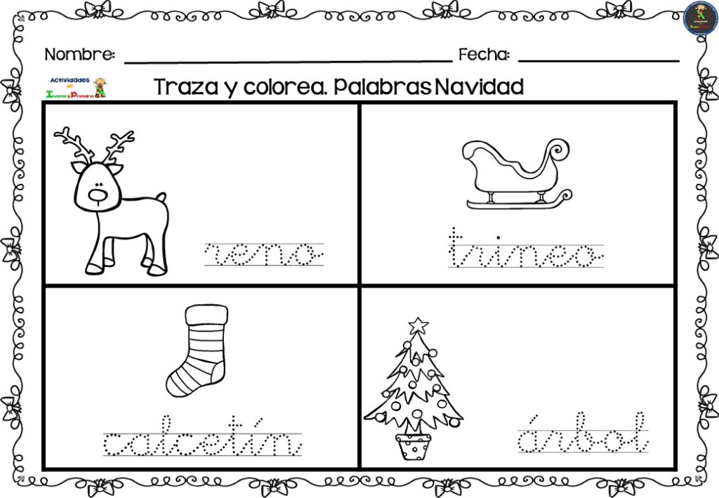 Fichas de lectoescritura para aprender el vocabulario de Navidad ...