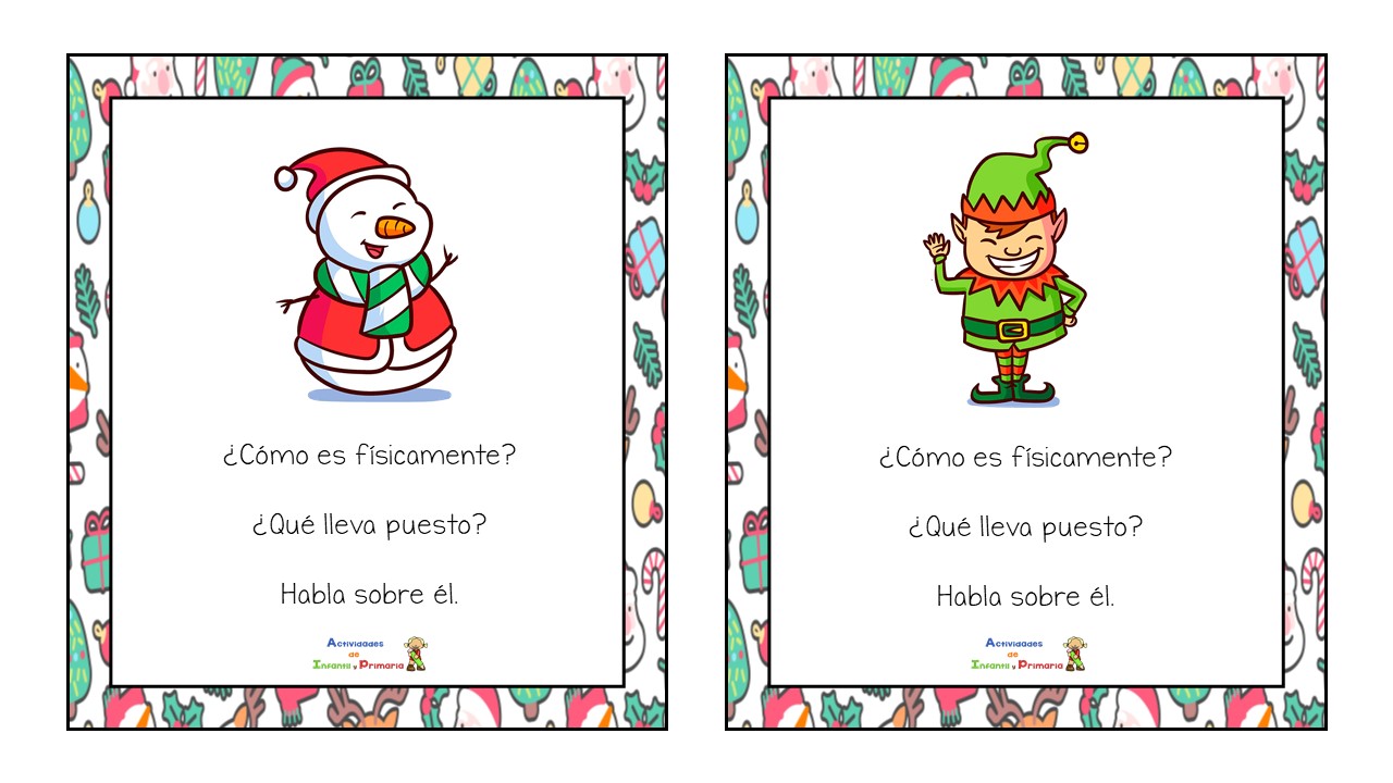Tarjetas: Descripciones de personajes de Navidad - Actividades de ...