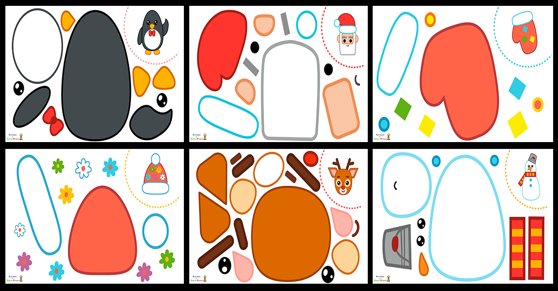Divertidos recortables de Navidad - Actividades de infantil y primaria