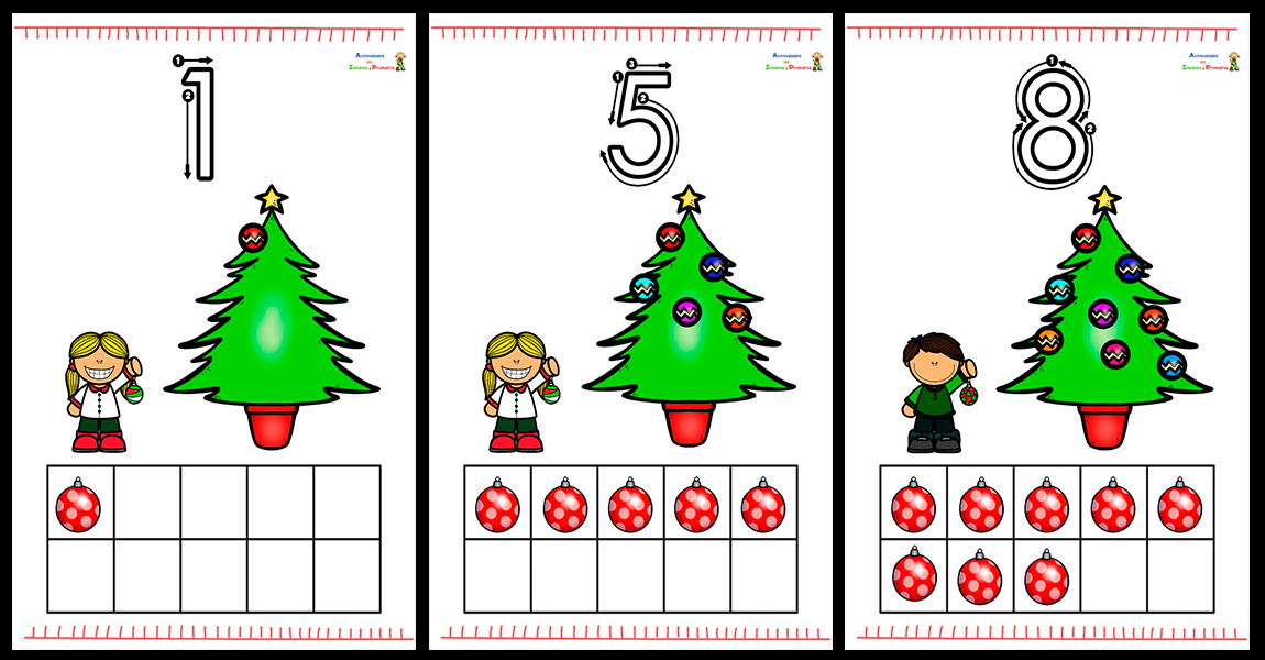 Plantillas conteo de números de Navidad - Actividades de infantil y ...