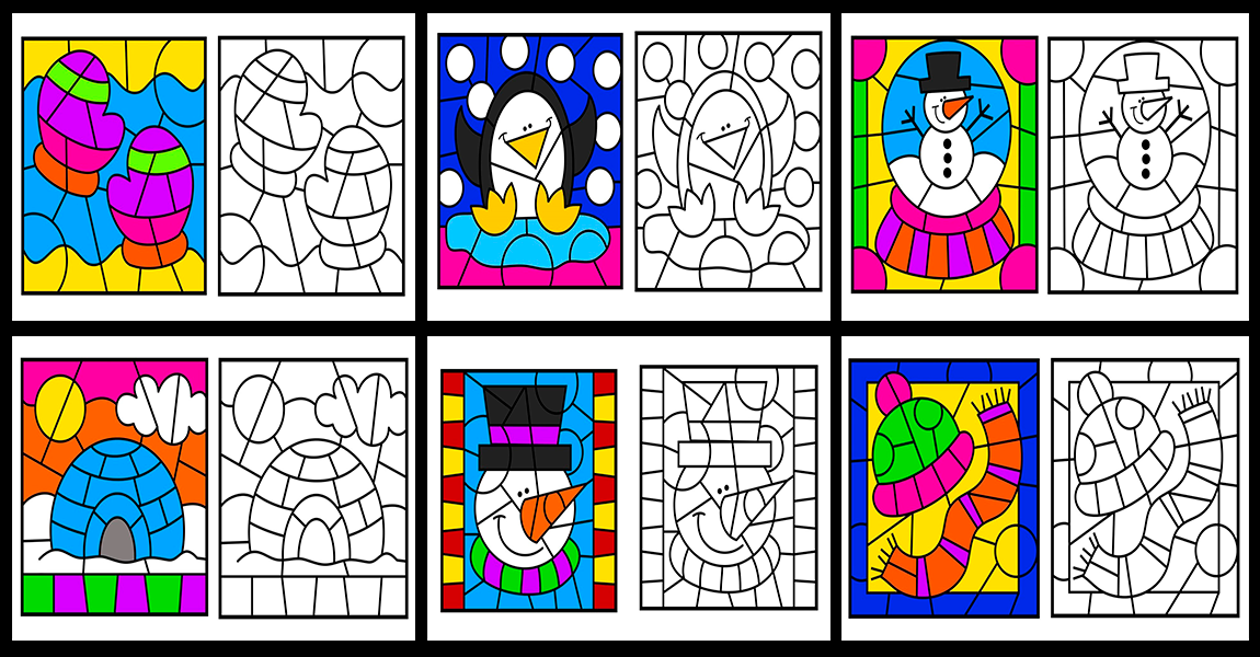 Dibujos de invierno: Colorea igual que el modelo - Actividades de ...