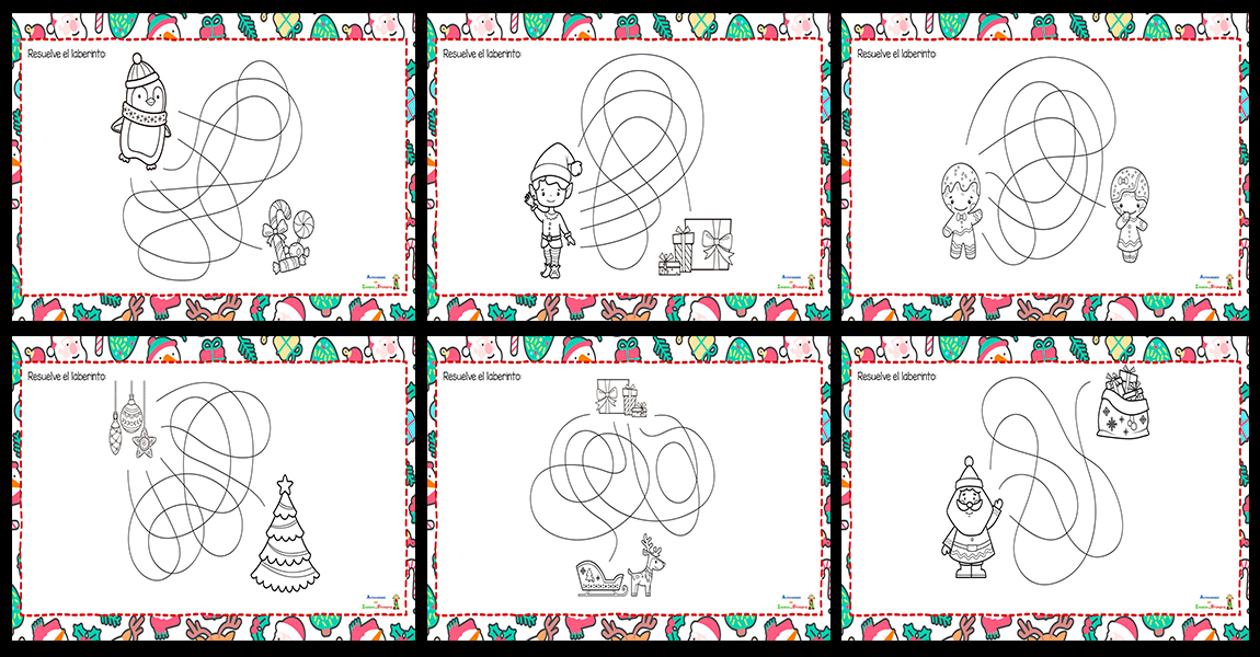 Laberintos de Navidad para trabajar la atención en casa - Actividades ...